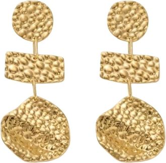 Dansk Copenhagen Marin Waterproof 18K Gold Plated Statement Earrings - Hammered Stainless Steel - - Accessories - Damen - Gelb - ONE SIZE