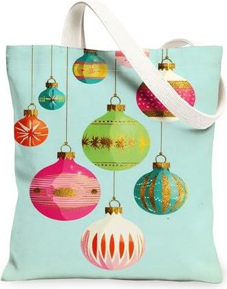 Generic Sacs fourre-tout vintage en toile, motifs dornements color&eacute;s, r&eacute;utilisables, l&eacute;gers et lavables pour les vacances, les voyages, les pique-niques, 33 x