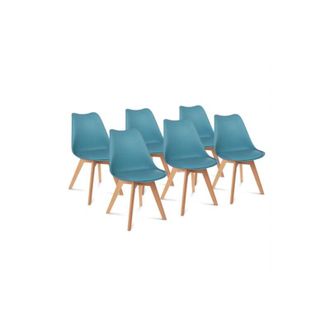 IDMarket Set aus 6 skandinavischen Esszimmerst&uuml;hlen sara in Pastellblau