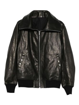 Rick Owens veste en cuir à fermeture zippée - Noir
