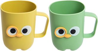 OSALADI 2 St&uuml;ck Badezimmerbecher Kunststoff Zahnb&uuml;rstenhalter mit Gro&szlig;em Fassungsverm&ouml;gen Farblich Sortiert Gelb Gr&uuml;n Robuster Mundwasserbecher f&uuml;r Familie Wi