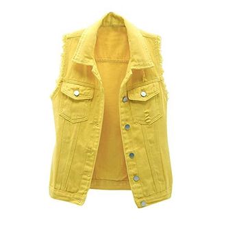 Generic TDEOK Gilet en jean pour femme - Sans manches - Courte - Veste d&eacute;t&eacute; - Veste d&eacute;t&eacute; l&eacute;g&egrave;re - Sans manches - Veste en jean - Hip Hop Streetwear - Grandes 