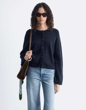 & Other Stories Strickjacke aus Baumwoll- und Wollmix in Schwarz