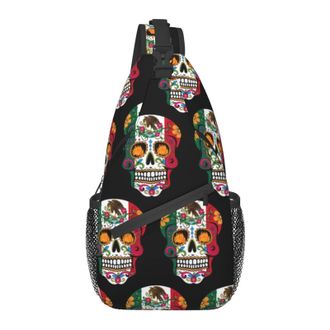 AOOEDM Sling Bag Crossbody Reise Wandern Brust Rucksack Schulter Daypack für Damen Herren (Kompatibel mit mexikanischem Zuckerschädel-Tag der Toten mit mexik