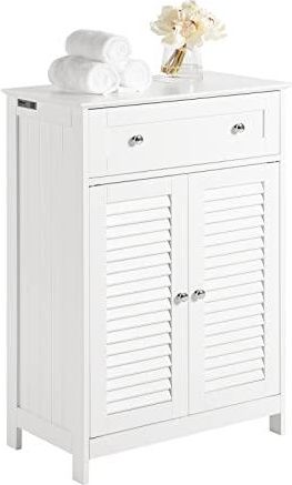 SoBuy Meuble Bas de Salle de Bain - Commode pour Salle de Bain, Armoire de Rangement avec étagère réglable, 1 Tiroir et 2 Portes, pour Le Couloir et la Cuis