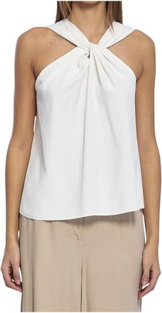 Federica Tosi Femme, Tops, Blanc, Taille: 40 FR Haut en m&eacute;lange de soie avec sur le devant