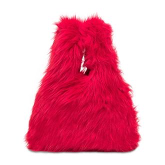 Msgm Kleine Handtasche aus flauschigem Kunstfell - - Bags - Damen - Rot - ONE SIZE
