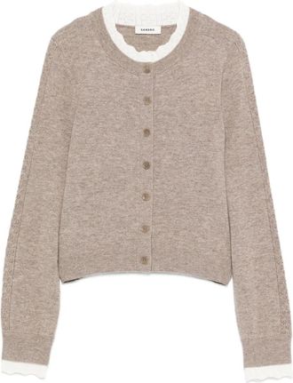 Sandro cardigan à empiècement en dentelle - Tons neutres