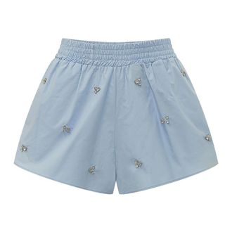 A Paper Kid Femme, Shorts, Bleu, Taille: 36 FR Shorts Popeline Orn&eacute;s