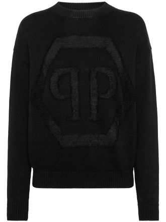 Philipp Plein pull &agrave; logo &agrave; effet us&eacute; - Noir