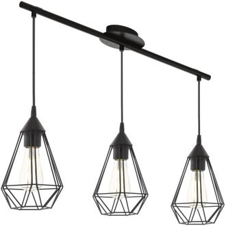 Eglo Vieille lampe &agrave; suspension Eglo en m&eacute;tal noir avec trois points lumineux 220-240 V IP20 - fer