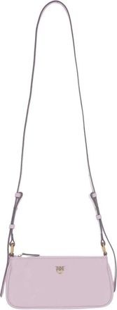 Pinko Pinko, Femme, Sacs, Rose, Taille: ONE Size Mini Sac Baguette Demi-Lune en Cuir avec Logo