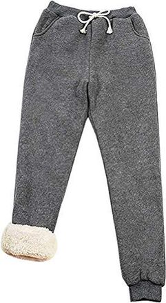 Lazutom Pantalon de survêtement chaud doublé Sherpa pour femme, gris, 40