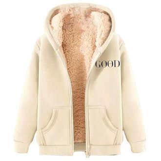Generic Veste Good Jacket pour femme avec fermeture éclair intégrale et lettres imprimées, manteaux Y2k classiques à manches longues pour femmes, sweats à cap