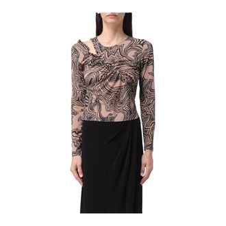 Pinko Bedrucktes Mesh Langarm Top - - Tops - Damen - Mehrfarbig - XS