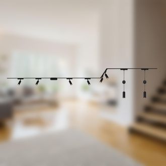 Briloner Schienensystem Luxtrail Komplettset, 6x LED Spots, 2x LED Pendel h&ouml;henverstellbar, U-Form/Z-Form, Lampen, Lichtschienensystem Decke, Strahler Schiene,