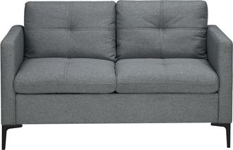 HOMCOM Canap&eacute; 2 places - HOMCOM - style contemporain - 4 coussins - pi&egrave;tement acier noir tissu aspect lin - 133 x 73 x 82 cm - gris fonc&eacute;