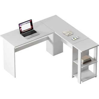 Need Bureau dordinateur en Forme de l 130 cm x 136 cm Grand Bureau dangle avec 2 &eacute;tag&egrave;res pour Le Travail &agrave; Domicile Grand Bureau dordinateur Table de