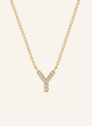 Leaf Initialien Halskette Y Aus 14 Karat Gelbgold Mit Diamanten gold
