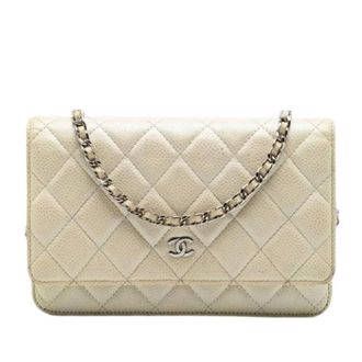 Chanel Portefeuille sur cha&icirc;ne Pre-owned - Femme - Pre-owned - Beige - Taille: ONE Size