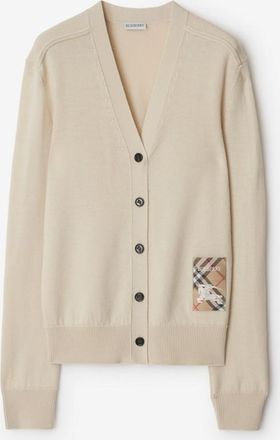 Burberry Cardigan en laine avec &eacute;tiquette Check, Size: XS