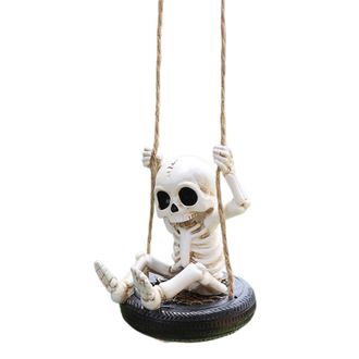 Generic Figuren Skelette für Garten, Statue zum Aufhängen, für Innendekoration, Schaukel aus Reifen, Skelett, Gartenornament, hängend, für Außenbereich, Hinte