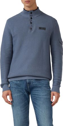 s.Oliver Strickpullover aus Baumwolle mit Troyer-Kragen und Strukturmix