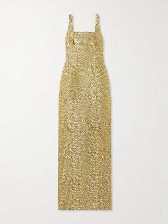 Emilia Wickstead Robe Du Soir En Crépon Métallisé Micheline - Doré