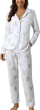Generic Ensemble de pyjama 2 pièces pour femme - Ensemble de pyjama à manches longues pour femme - Ensemble de vêtements de détente pour femme - Imprimé flora