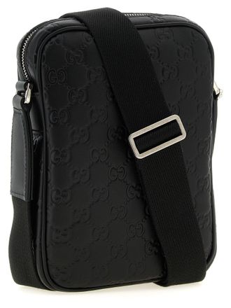 Gucci Embossed GG Monogram Shoulder Bag - Black