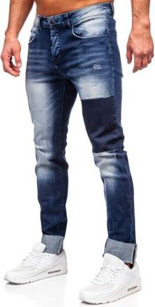 BOLF Homme Pantalon en Jeans Jeans Used Look Jeans Destroyed Denim Style Slim Fit Jambe etroite Temps Libre Casual Style MP0144BS Bleu Fonce M [6F6]