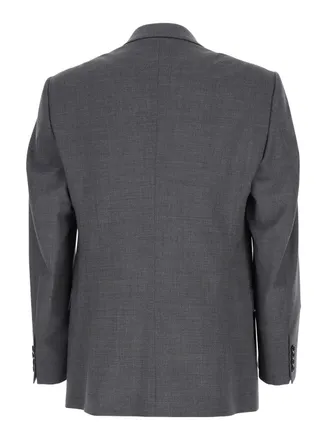 Emporio Armani Mens Double-Breasted Jacket Grey Wool Virgin Blazers