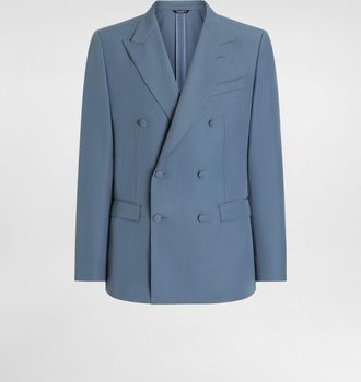 Dolce & Gabbana Double-breasted Wool Poplin Jacket - Mann Anz&uuml;ge Und Blazer Azure 54