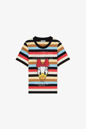 Ganni T-shirt Baby Fit Daisy Duck Multicolore Coton biologique - Taille XL - Pour Femme
