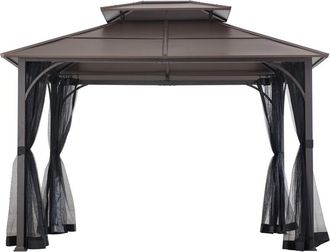 Sunjoy Direct Sunjoy - Gazebo en acier kaldi en marron - 307cm x 366cm
