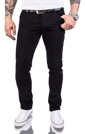 Rock Creek Herren Jeans Hose Slim Fit Stretch Jeans Schwarz Herrenjeans Herrenhose Denim Rinsedwash Knitter Look Stretchhose RC-2146 Pureblack W31 L30