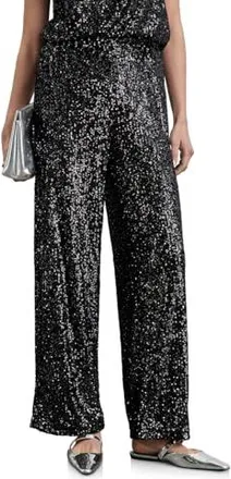 Street One A378449 Party_Straight Leg Sequins HW, Sparkling Silver, 38W / 30L Femmes