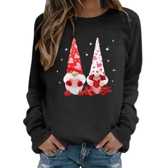 Generic Sweat-shirt de Saint-Valentin 2026 pour femmes, sweatshirts de Saint-Valentin &agrave; manches longues et col rond, pull tendance graphique, Noir, M