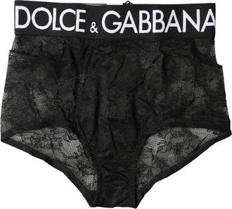 Dolce & Gabbana Femme, Sous-v&ecirc;tements, Noir, Taille: 38 FR Culotte gainante taille haute avec logo