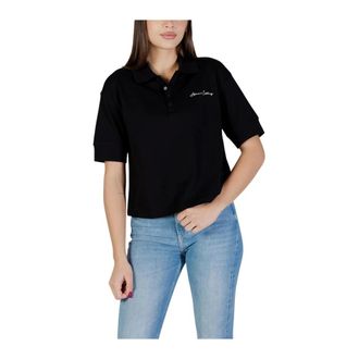 A|X Armani Exchange Polo-T-Shirt mit Rundhalsausschnitt und kurzen &Auml;rmeln - - Tops - Damen - Schwarzk - XS