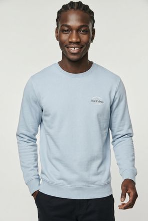 Jack & Jones Sweatshirt JACK & JONES JJBRANDON SWEAT CREW NECK, Herren, Gr. M, celestial blau, angeraute Sweatware, Obermaterial: 65% Polyester, 35% Baumwolle, bed