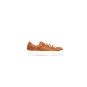 Cerruti Homme, Chaussures, Orange, Taille: 44 EU Baskets en Cuir Orange avec Semelle en Caoutchouc