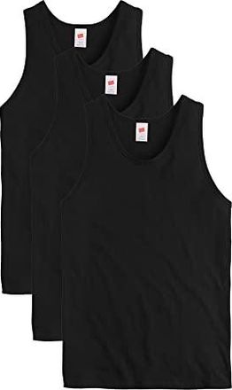 Hanes Essentials Top Pack, Midweight Cotton Tanks, Sleeveless Shirts, 3-Pack Tricot, Noir, M (Lot de 3) Homme