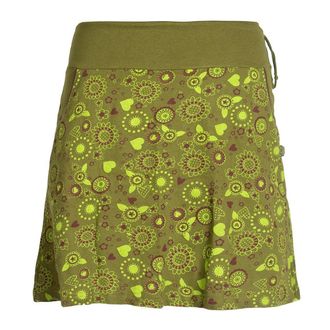 vishes Alternative Bekleidung - Kurzer Damen Hippie Bl&uuml;mchen-Rock aus Baumwolle mit Taschen Olive 44-46