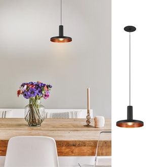 SLV LALU Pendelleuchte PLATE 15 Einbau Bronze | Hängelampe mit warmweißen LED dimmbar | Hochwertiger Aluminium Lampenschirm Durchmesser 15cm | Ideal für E