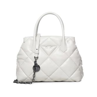 Emporio Armani Gesteppte wei&szlig;e Handtasche mit Metallriemen - - Bags - Damen - Wei&szlig; - ONE SIZE