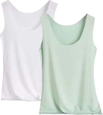 Generic Lot de 2 d&eacute;bardeurs d&eacute;t&eacute; respirants sans coutures pour femme - Sous-v&ecirc;tements basiques sans manches - Grandes tailles - T-shirt fonctionnel pour le yo