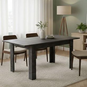 Dmora Ausziehbarer Esstisch, Farbe Betongrau, Ma&szlig;e 137 x 79 x 90 cm (bis zu 185 cm mit der Verl&auml;ngerung)