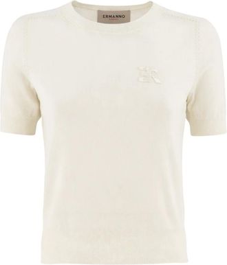 Ermanno Scervino Femme, Pulls, Blanc, Taille: 40 FR T-shirt en maille fine