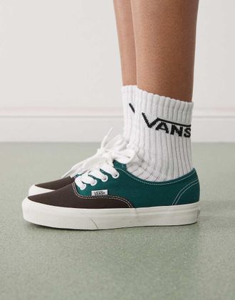 Vans Authentic - Zweifarbige Sneaker in Grau und Gr&uuml;n mit &uuml;berdimensionalen Schn&uuml;rsenkeln